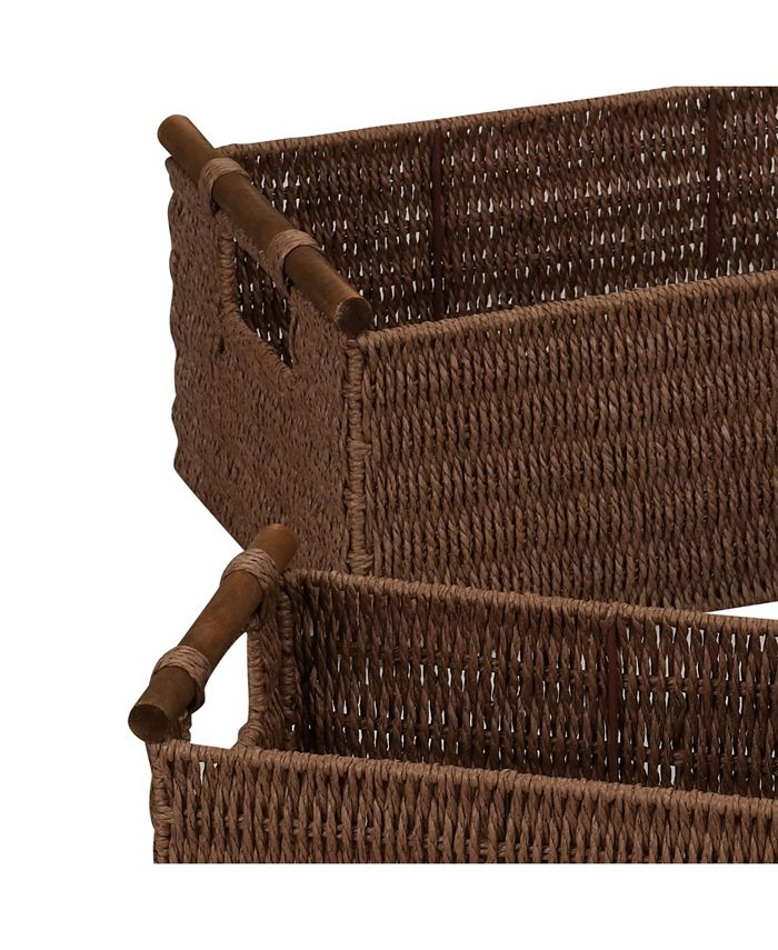 Household Essentials Baskets with Wood Handles, Set of 6 - Macy's