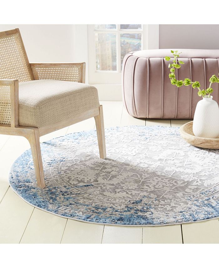 Global Rug Designs Gretna Gre03 Blue 7'10" x 7'10" Round Rug - Macy's