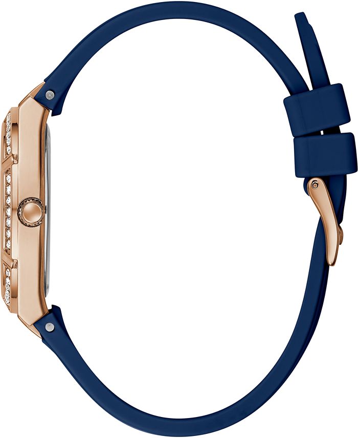 GUESS Women's Blue Silicone Strap Watch 36mm - Macy's