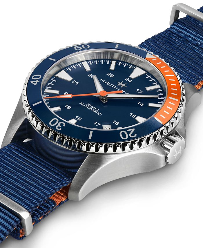 Hamilton Men's Swiss Automatic Scuba Blue Nato Strap Watch 40mm - Macy's
