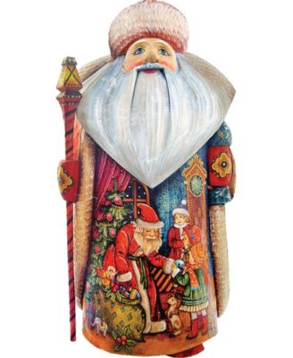 Woodcarved Hand Painted Christmas Gift Giving Father Frost Santa Figurine