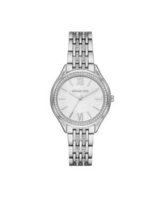 Michael Kors Women's Mindy Silver-Tone Stainless Steel 7-Link Bracelet ...