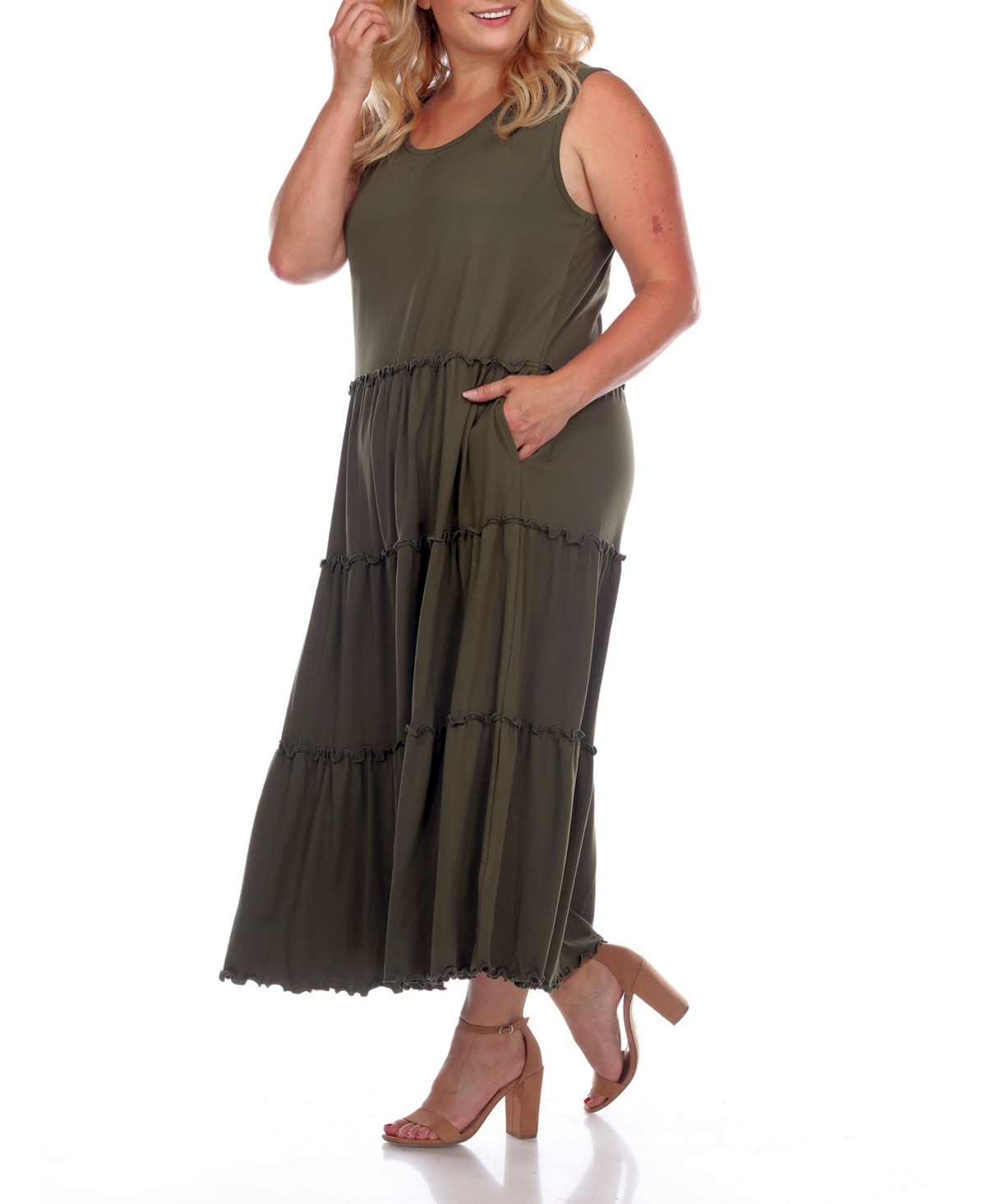 Click here for Plus Size White Mark Tiered Midi Dress prices