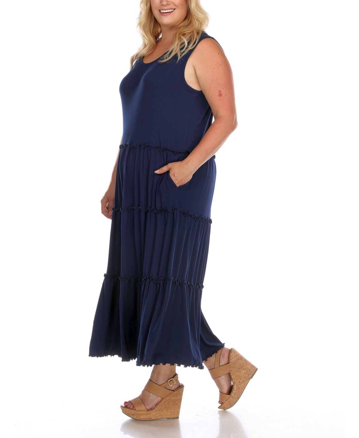 Plus Size White Mark Tiered Midi Dress