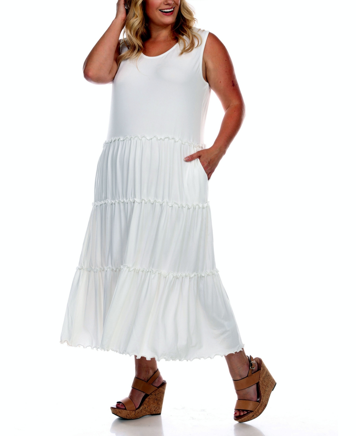 Click here for Plus Size White Mark Tiered Midi Dress prices