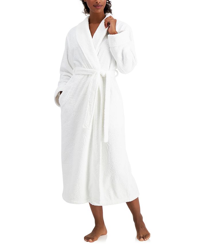 Charter Club Long Floral Textured Cozy Robe, Created for Macy's ...