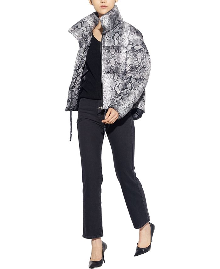 Apparis Sabrina Python-Printed Puffer Coat, Created for Macy's - Macy's