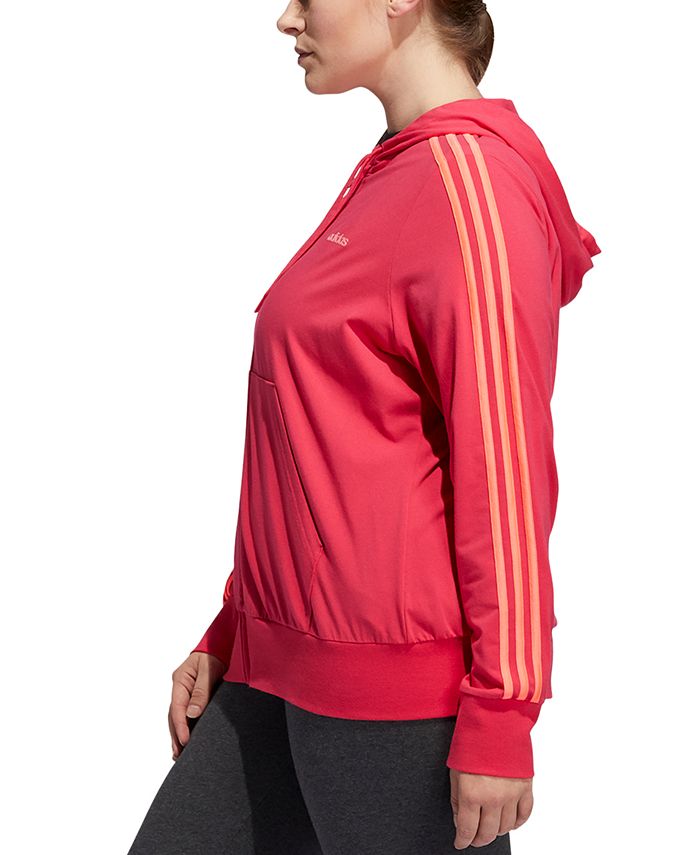 adidas Plus Size Full-Zip Jersey Hooded Jacket - Macy's