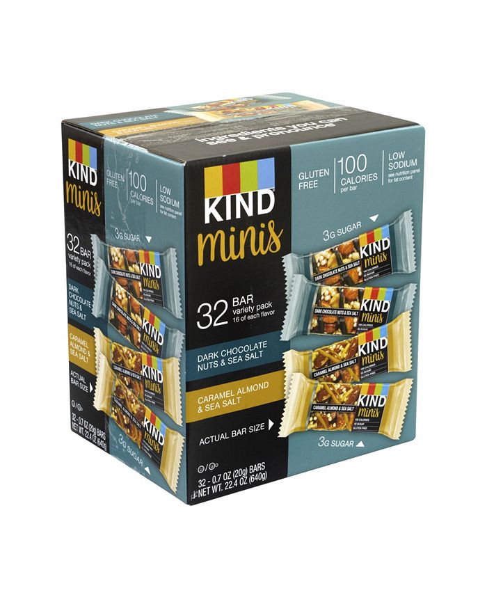 KIND Minis Dark Chocolate Nuts Sea Salt and Caramel Almond Sea Salt ...