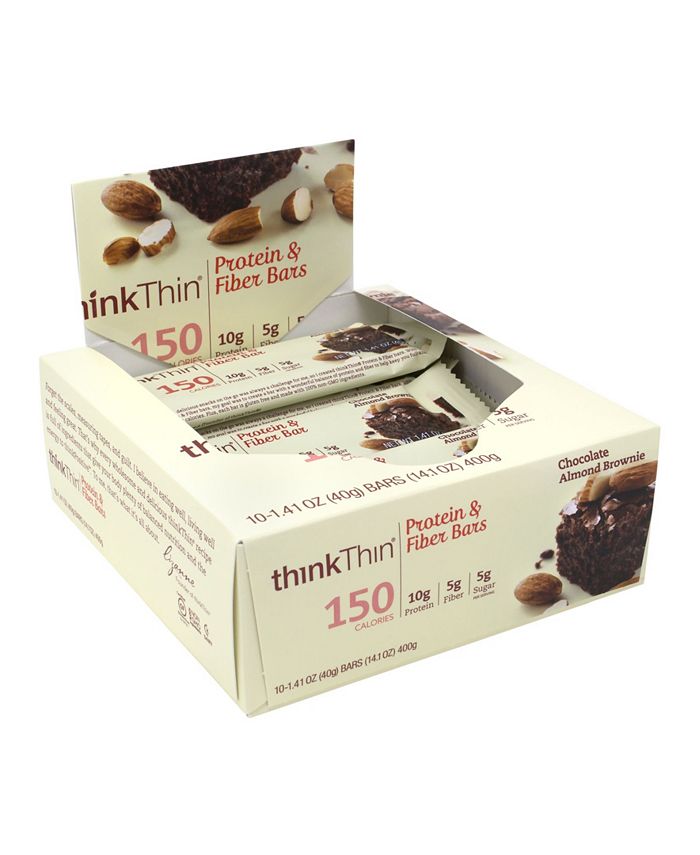 think! (thinkThin) ThinkThin Protein Bars Almond Brownie, 1.41 oz, 10 ...