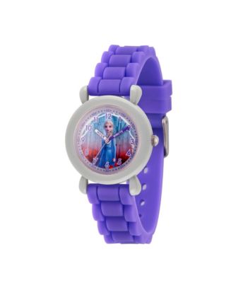 Disney Frozen 2 Elsa Girl's Gray Plastic Time Teacher Watch 32mm - Macy's