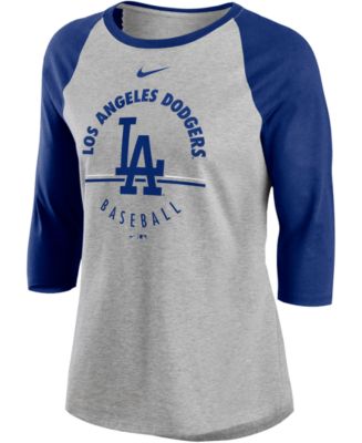 Nike Women's Los Angeles Dodgers Encircled Tri-blend Raglan Shirt - Macy's