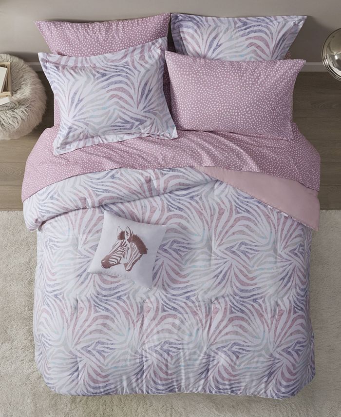 Intelligent Design Nisha 8 Piece Zebra Printed Queen Comforter Set - Macy's