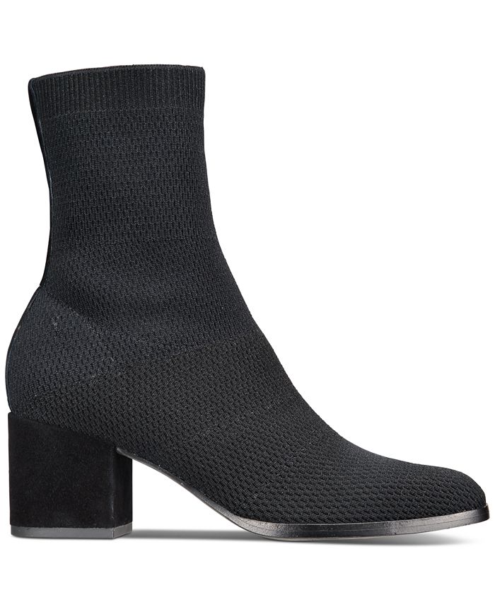Eileen Fisher Ohm Stretch Knit Block-Heel Booties - Macy's