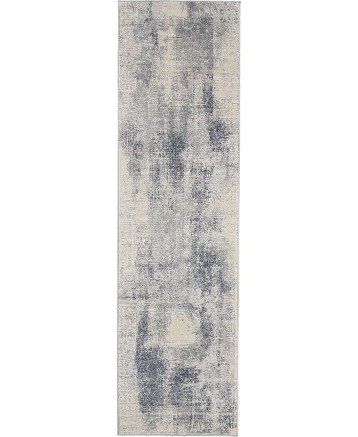 Nourison Home Rustic Textures RUS02 Blue and Ivory 2'2" x 7'6" Runner ...