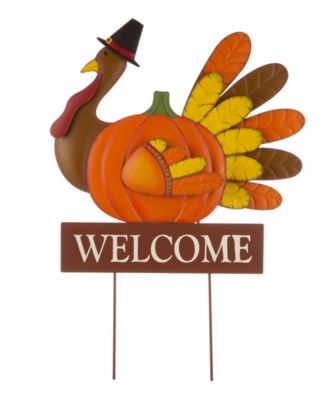 Glitzhome Thanksgiving Turkey Yard Stake-Hanging Wall Decor - Macy's