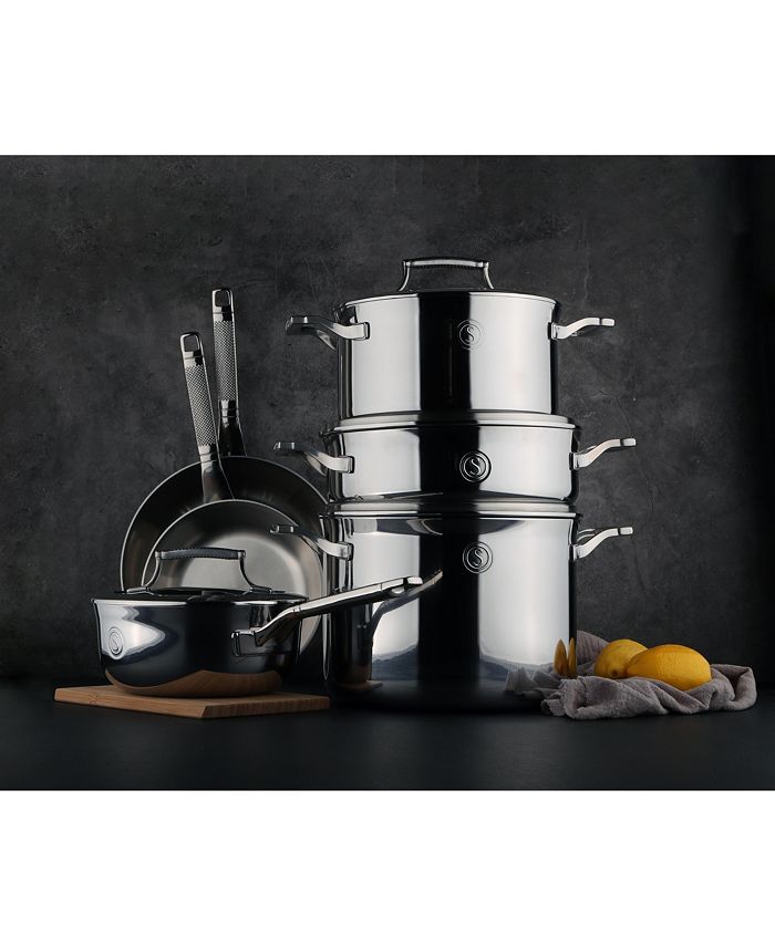 SAVEUR SELECTS Voyage Series Tri-Ply Stainless Steel 10-Pc. Cookware ...