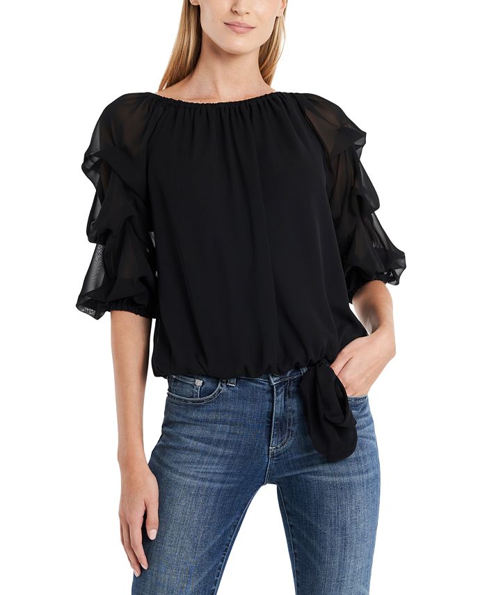 Cece Off The Shoulder Ruffled Sleeve Top Macys