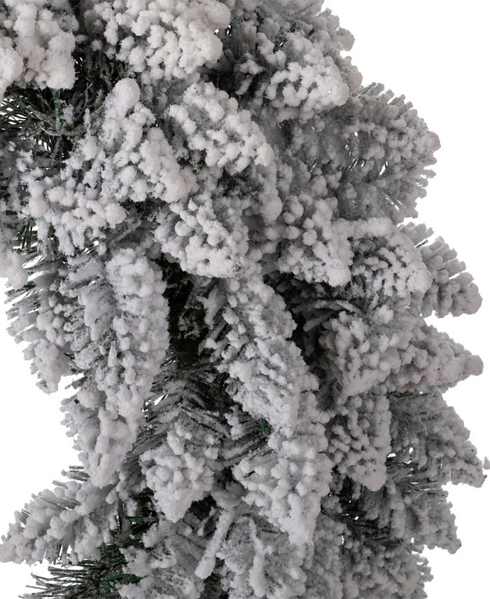 Glitzhome Pre-Lit Snow Flocked Christmas Wreath with Warm LED Light - Macy's