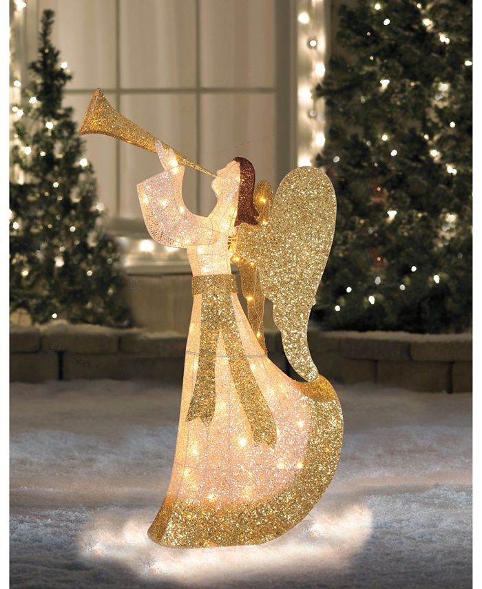 Northlight Cotton Thread LED Lighted Glitter Angel Outdoor Christmas ...