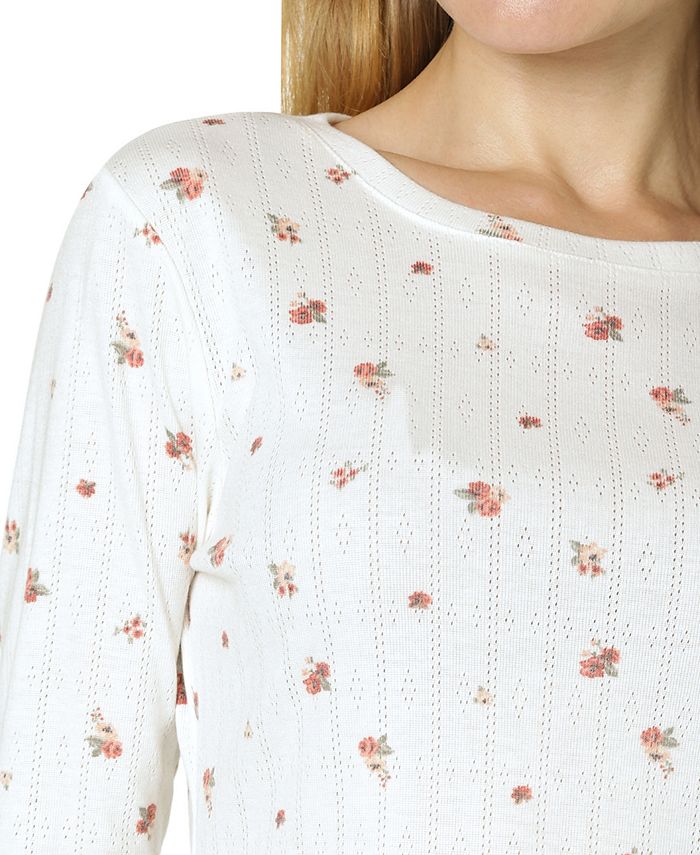 Ultra Flirt Juniors' Printed Pointelle-Knit Top - Macy's