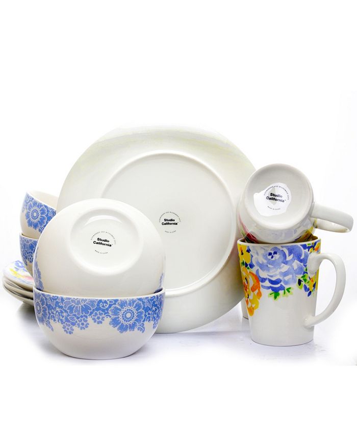 Studio California Ceramic Boutique 12 Piece Round Dinnerware Set - Macy's