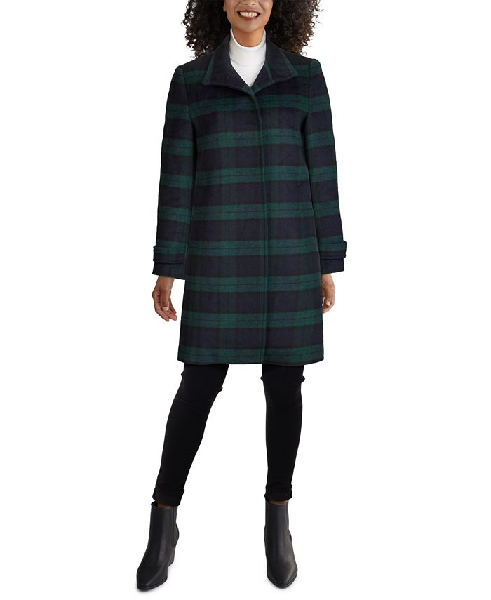 Jones New York Single-Breasted Plaid Coat - Macy's