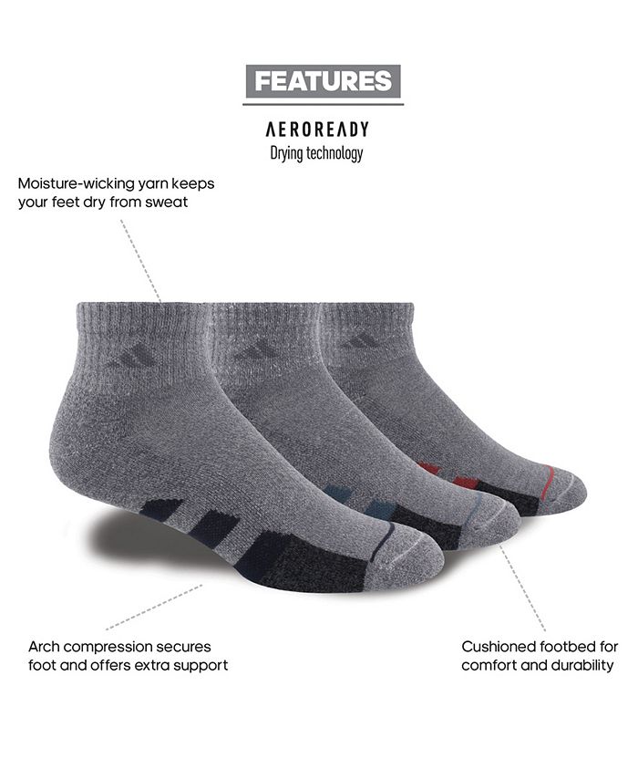 adidas Men's 3-Pk. Cushioned High Quarter Socks - Macy's
