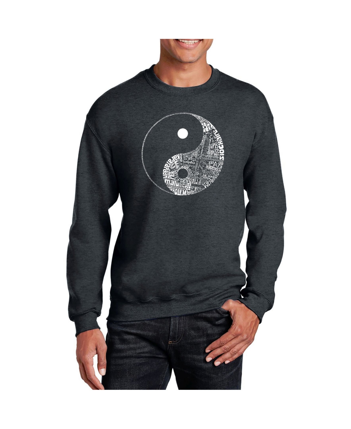 Click here for La Pop Art Mens Word Art Yin Yang Crewneck Sweatsh... prices