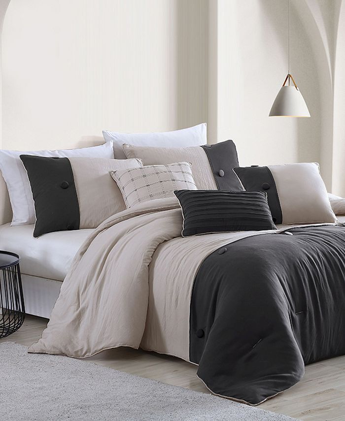 Onyx House Tillman Enzyme 6 Piece Color Block Comforter Set, King - Macy's