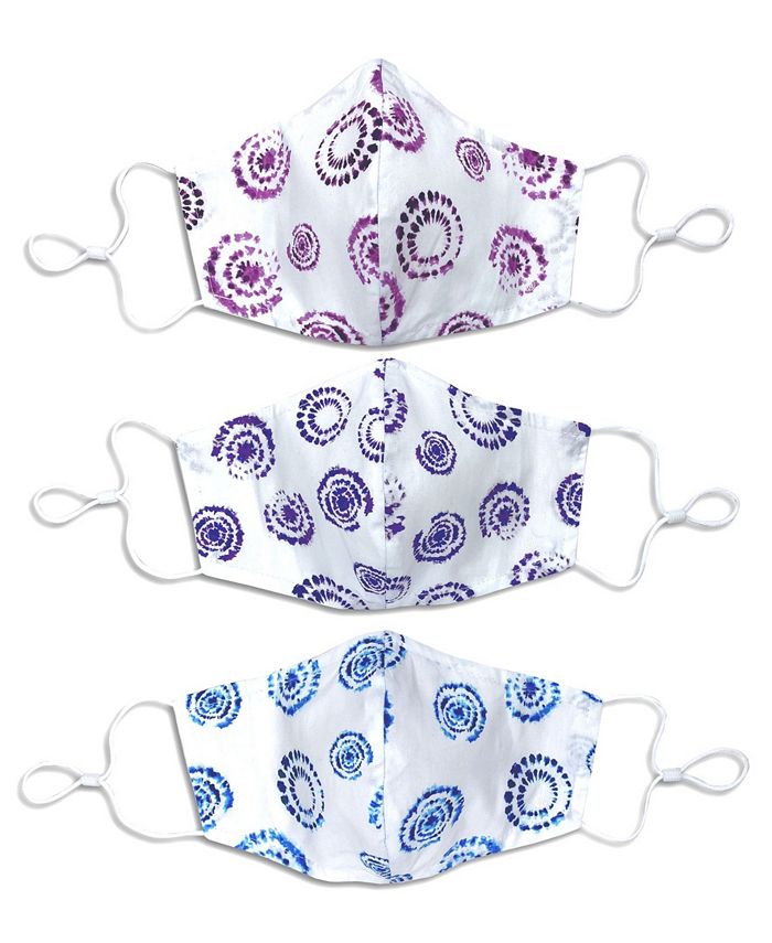 Society of Threads Unisex Curved Face Mask Tie Dye 3-Pack - Macy's