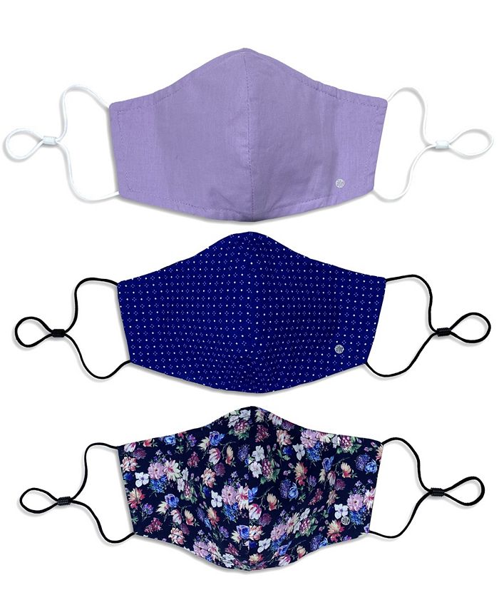 Society of Threads Unisex Curved Face Mask Floral 3-Pack - Macy's