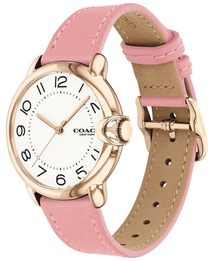 COACH Women's Arden Pink Leather Strap Watch 36mm - Macy's