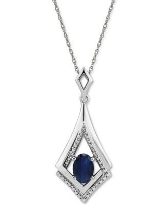 Blue Sapphire 1 ct. t.w. Diamond Accent 18 Pendant Necklace in Sterling Silver Also in Emerald Ruby