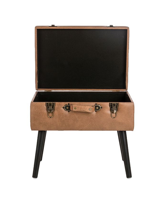 Glitzhome Leather Upholstered Storage Stool - Macy's