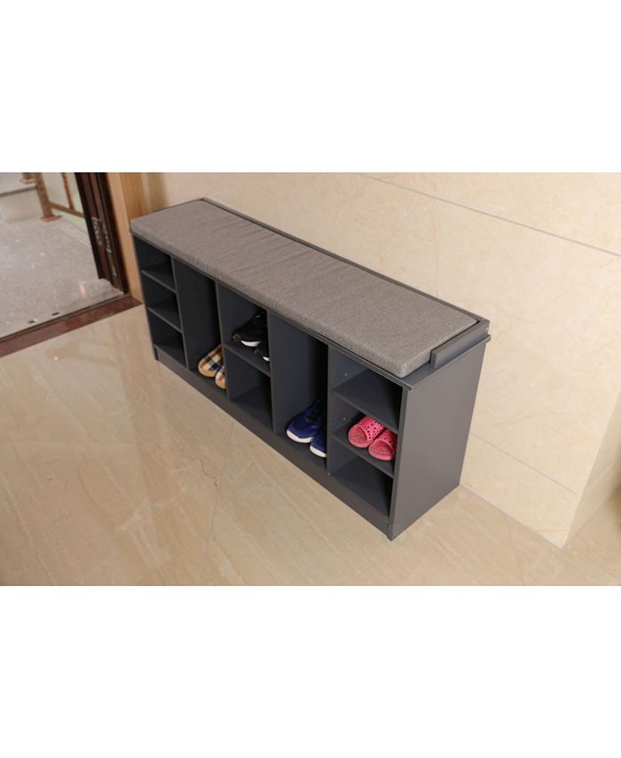 Basicwise Vintiquewise Wooden Shoe Cubicle Storage Entryway Bench with ...