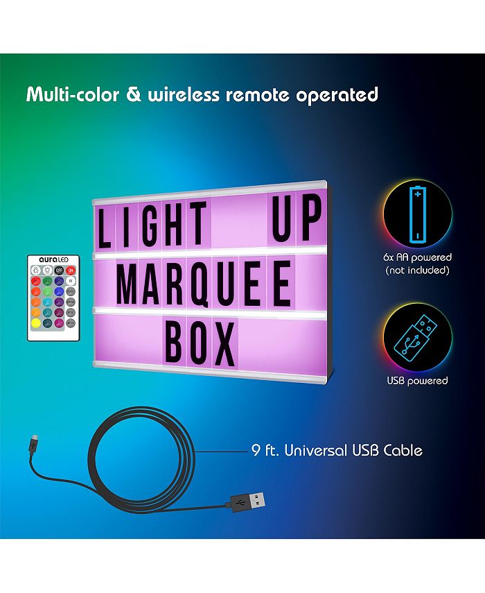 Tzumi Aura LED Multi-Color Light Up Marquee Box with Remote, Alphabet ...