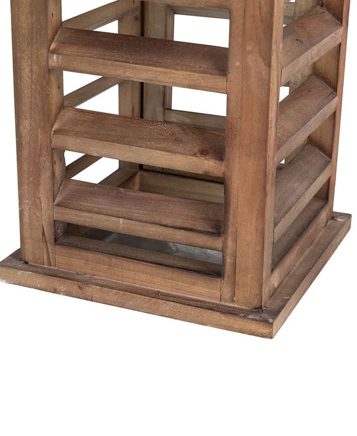 Glitzhome Set of 2 Farmhouse Natural Wooden Shutter Lanterns - Macy's