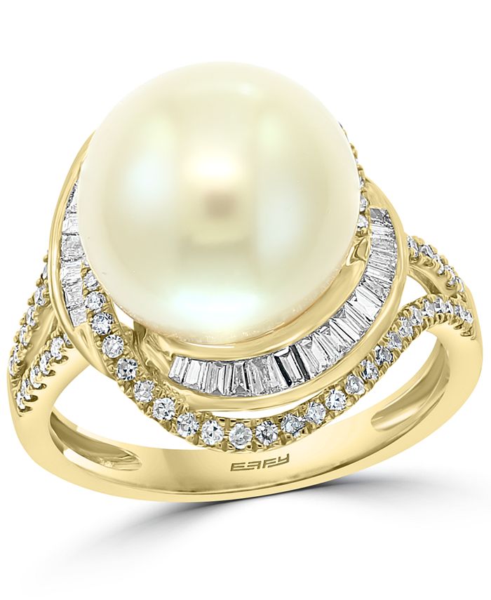 EFFY Collection EFFY® Cultured Freshwater Pearl (12mm) & Diamond (1/2 ...
