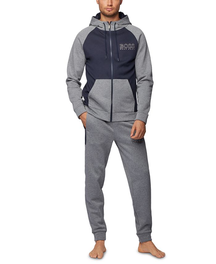 BOSS Hugo Boss Men's Colorblocked Logo-Print Hooded Fleece Track Jacket ...