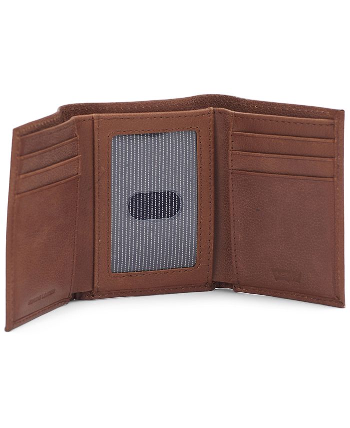 Levi's Men's Leather Brown RFID Trifold Wallet - Macy's