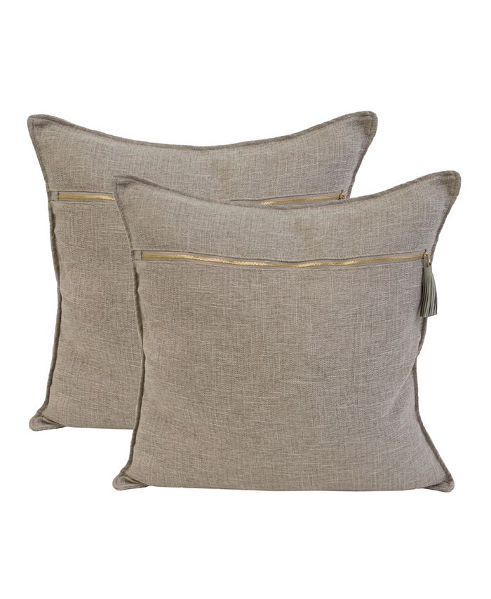 THRO Dupont Chunky Weave Zippered Front 2 Piece Pillow Set, 19" x 19 ...