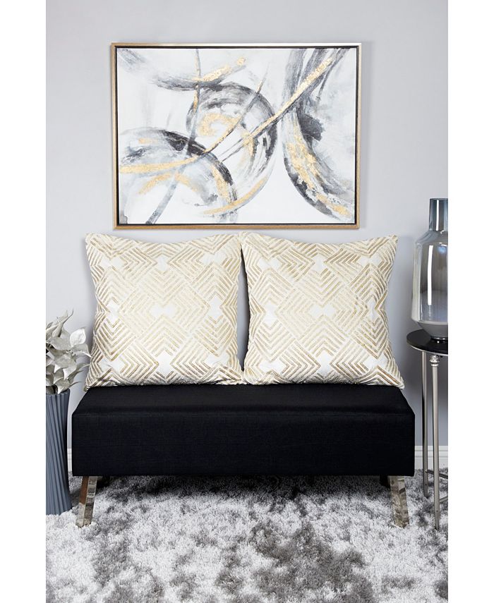 CosmoLiving by Cosmopolitan Gold Contemporary Abstract Canvas Wall Art ...