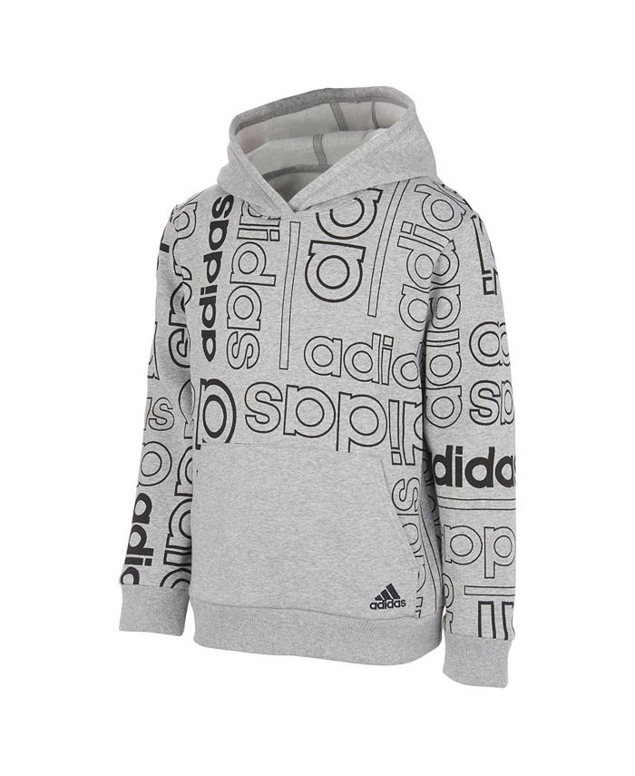 adidas Big Boys Long Sleeve Grid Print Hooded Pullover - Macy's