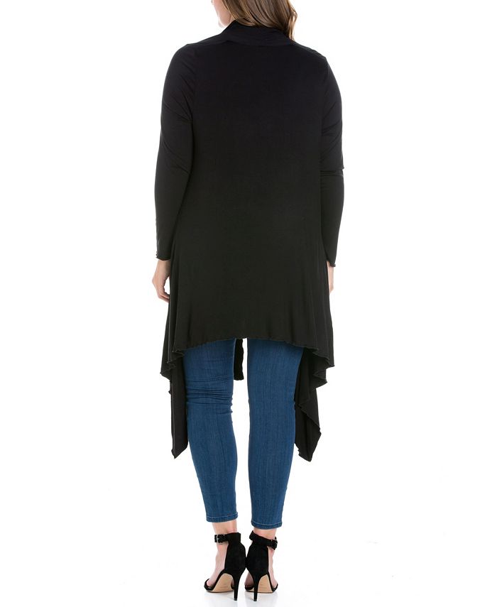 24seven Comfort Apparel Women's Plus Size Extra Long Open Front ...