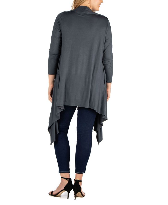 24seven Comfort Apparel Women's Plus Size Extra Long Open Front ...
