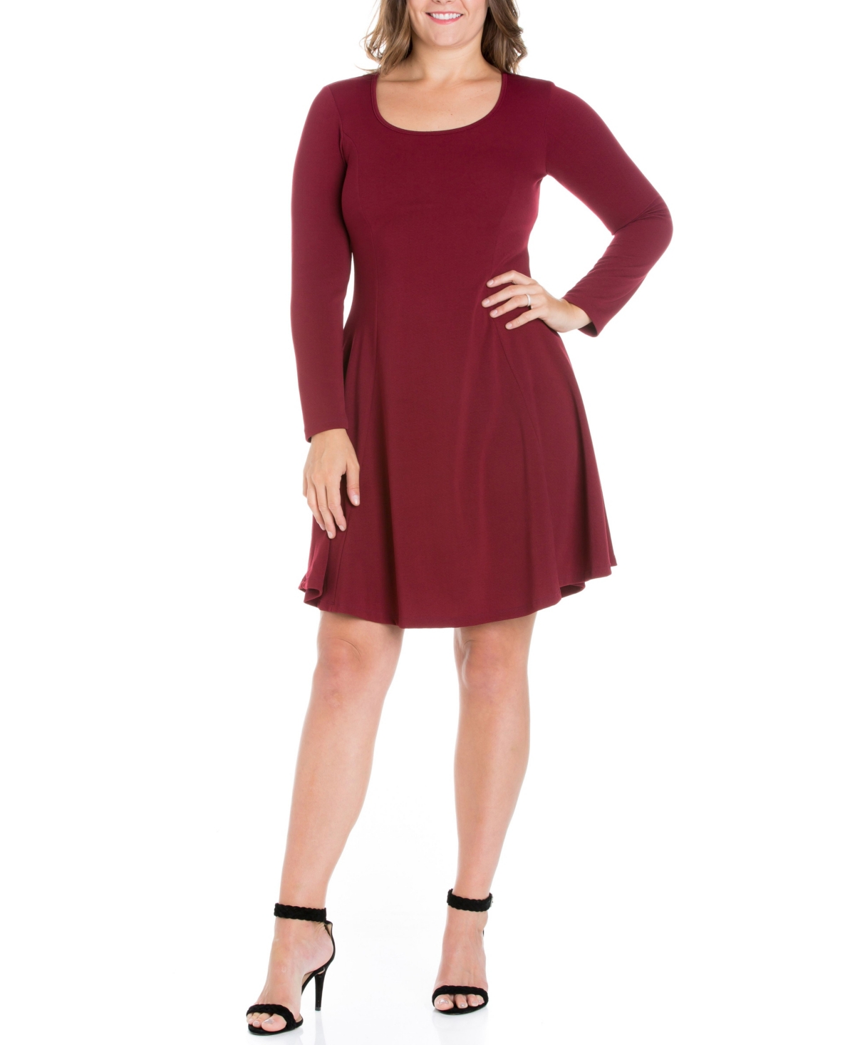 Click here for Womens Plus Size Fit and Flare Skater Dress - Burg... prices
