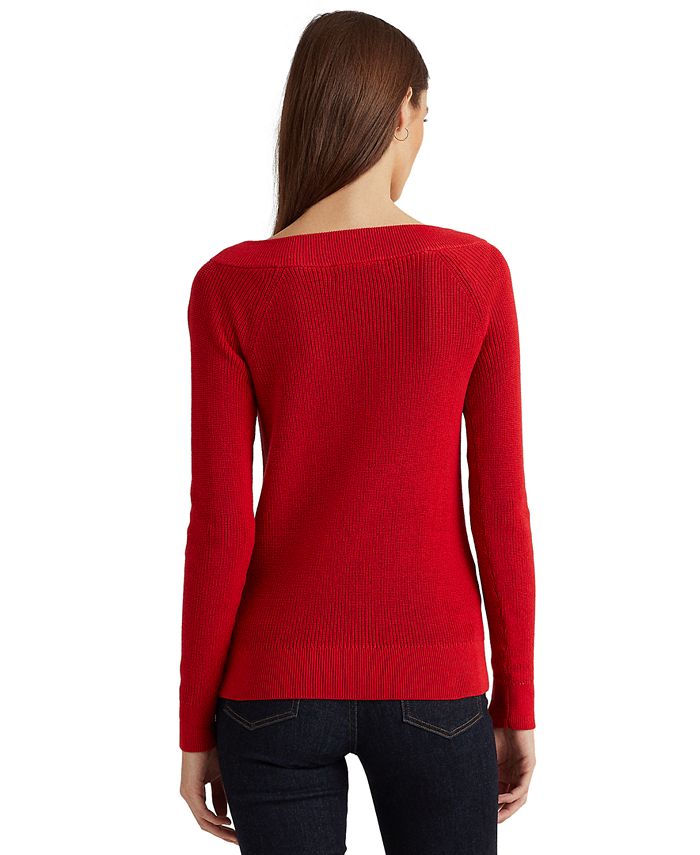Lauren Ralph Lauren Cotton Ballet-Neck Sweater - Macy's