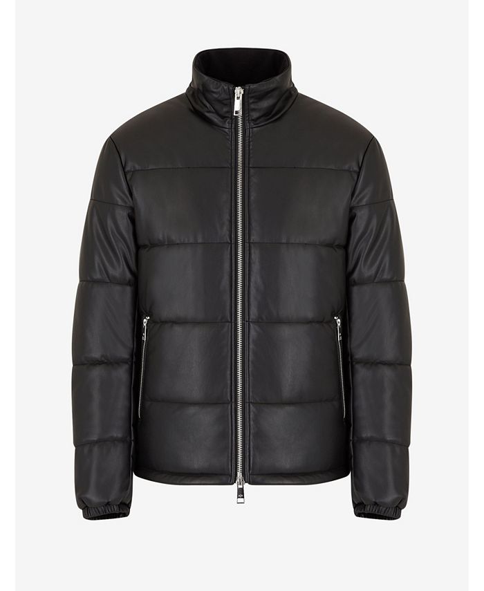 A|X Armani Exchange Leather Puffer Blouson Jacket - Macy's