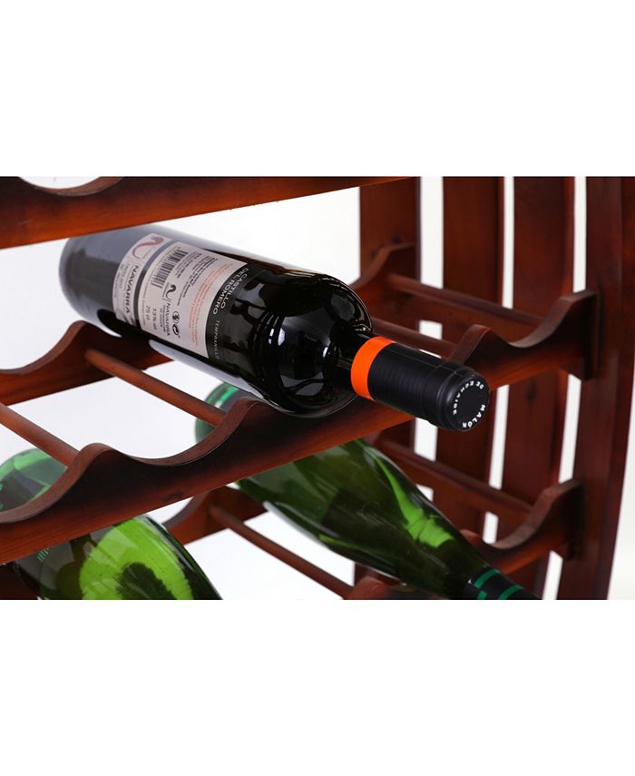 Vintiquewise Rustic Barrel Shaped Wooden Wine Rack for 23 Bottles - Macy's